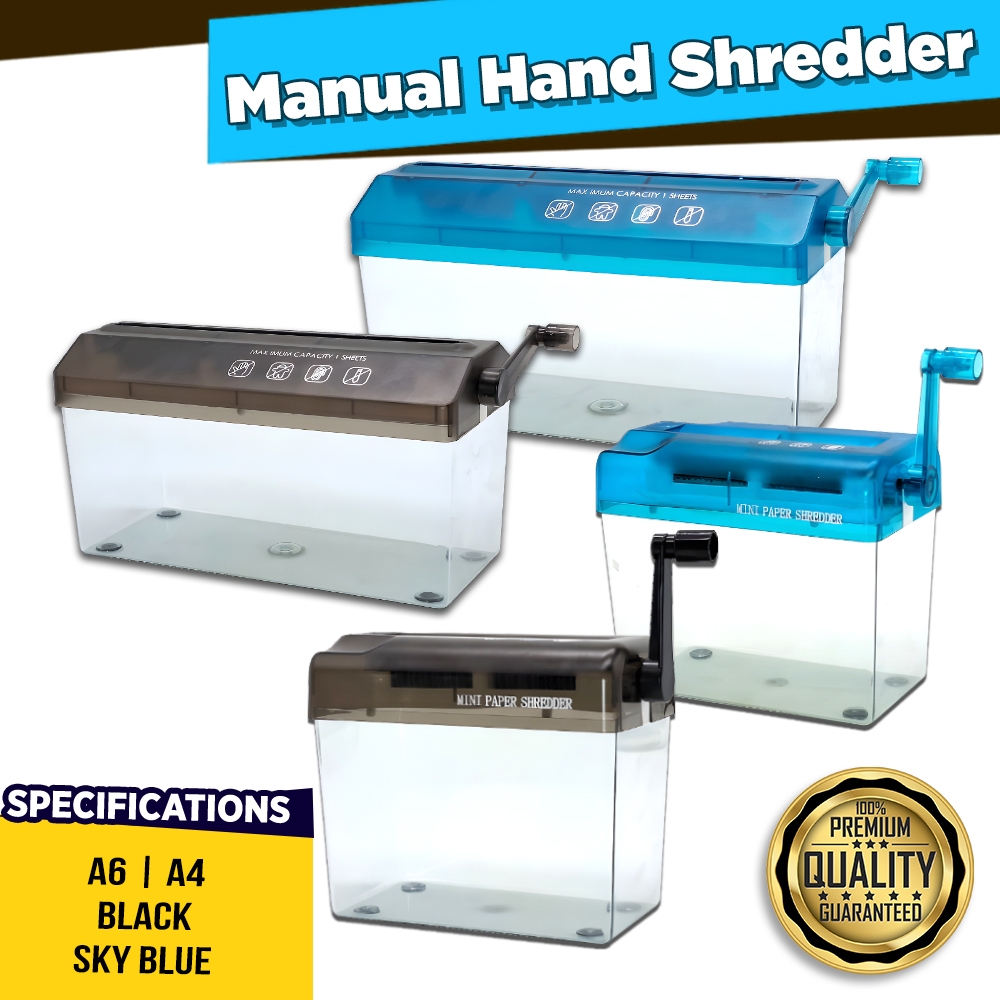 Manual Hand Shredder Paper Shredder A4 & A6 Size (Sky Blue & Black ...