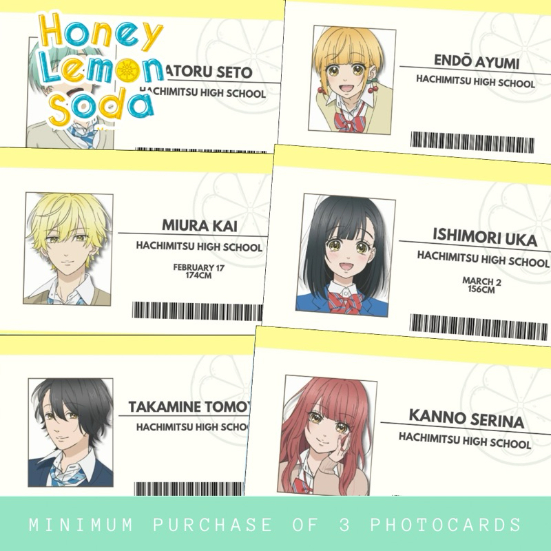 Honey Lemon Soda Student ID Laminated Anime Photocards | Shopee Philippines