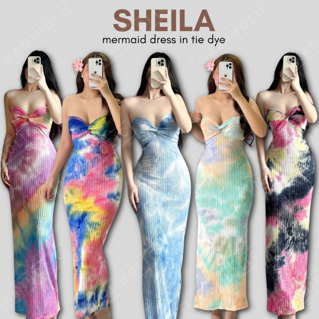 Namiholic Sheila Summer Mermaid Dress in Tie Dye Design I Bark Crepe ...