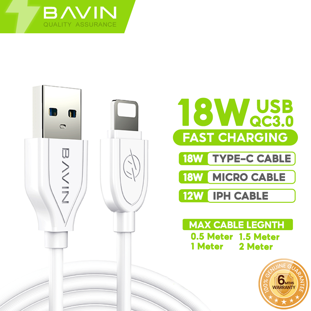 BAVIN CB071 Support QC3.0 Fast Charging Data Cable 0.5/1/1.5/2 Meters Length for Micro/iPh/Type ...