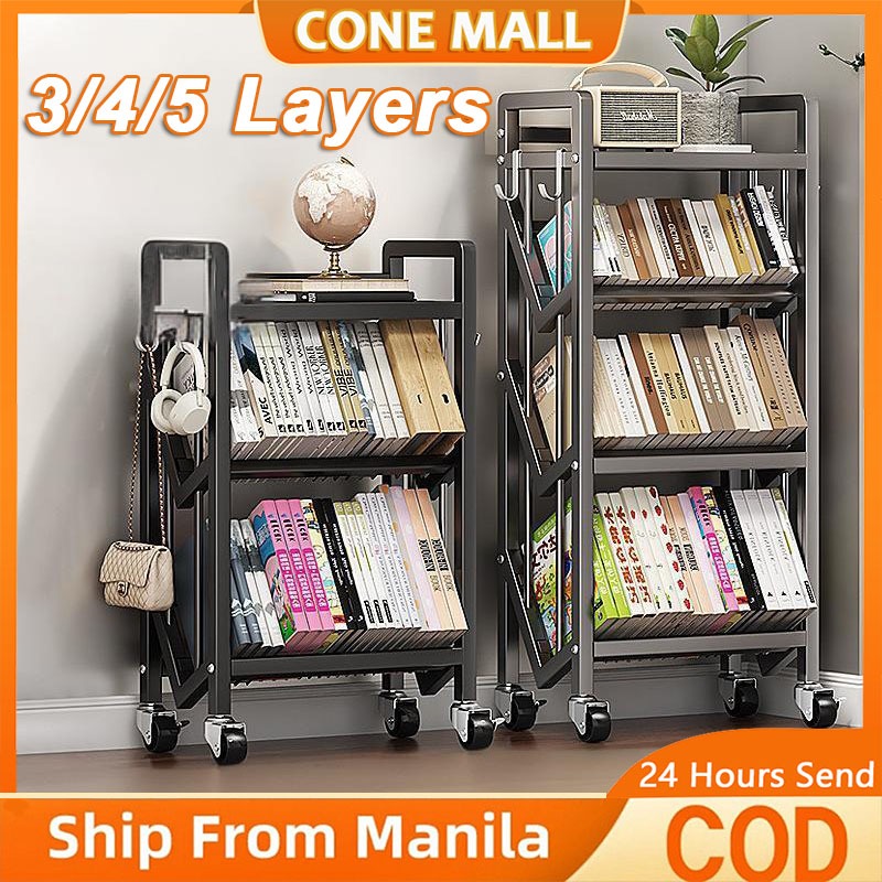 Mobile Book Shelf Multi-Purpose Trolley Book Organizer Storage Shelf ...