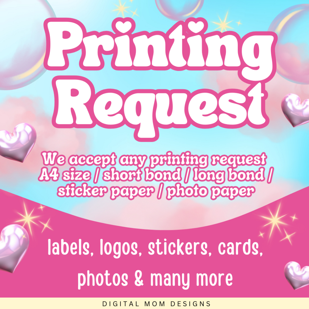 Customized / Personalized Printing Request in A4 Sheet of Paper for ...