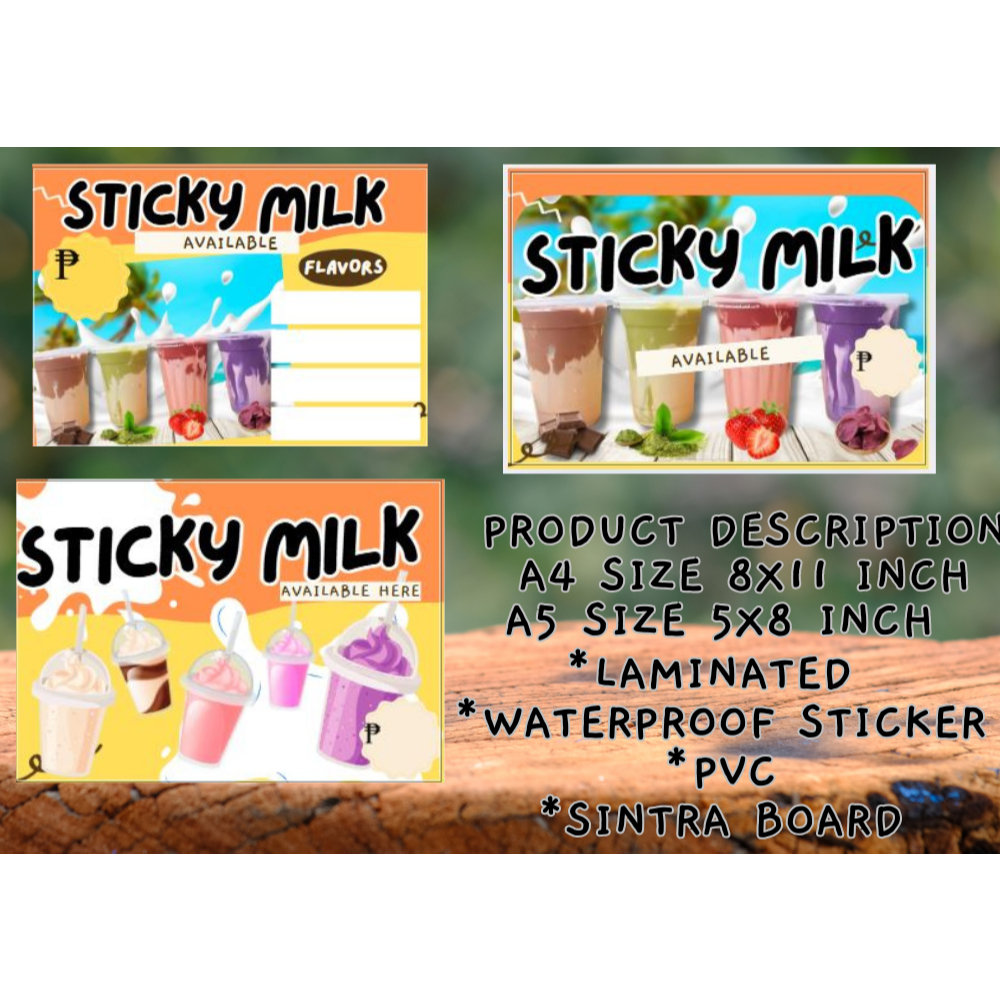 Sticky Milk Flavors Signage - Meryenda Business, For Sale Signages ...