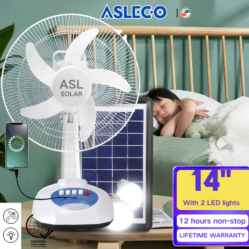 solar electric fan with panel 12 14 Inch standard rechargeable portable ...