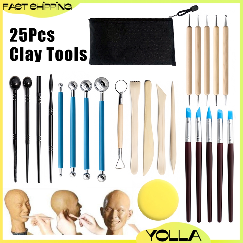 25pcs Pottery Clay Tools Set Clay Sculpting Kit Sculpt Smoothing Wax ...