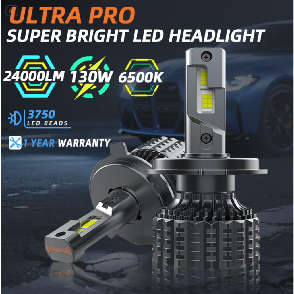 NeoGlow Ultrar H4 LED Headlight – 130W 24,000LM 6500K White, IP68 Waterproof, 1-Year Warranty ...