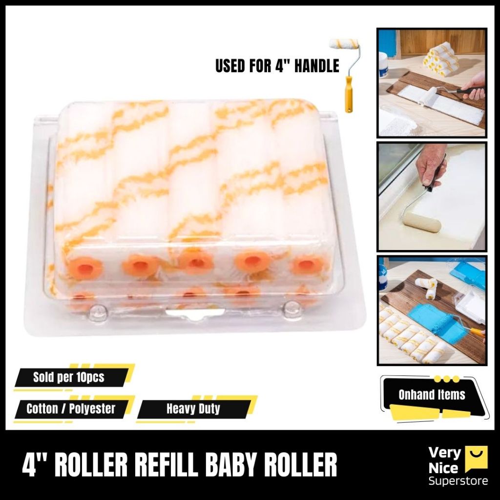 (10PCS) Paint Roller 4" REFILL COTTON Baby Roller | Shopee Philippines