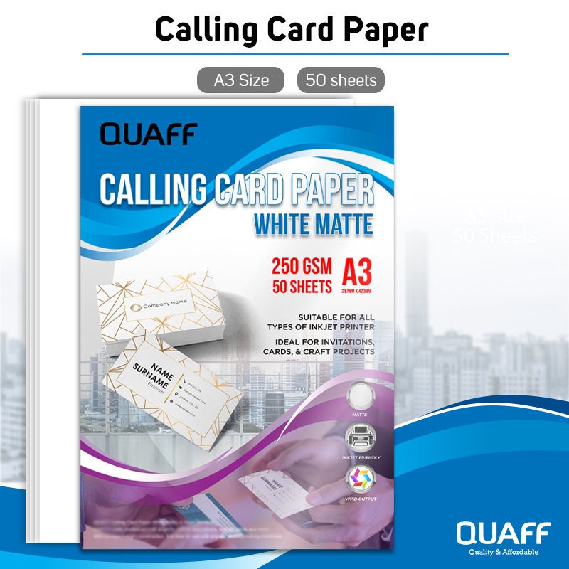 A3 Size QUAFF Calling Card Paper 50 sheets Double Sided Matte Cardstock ...