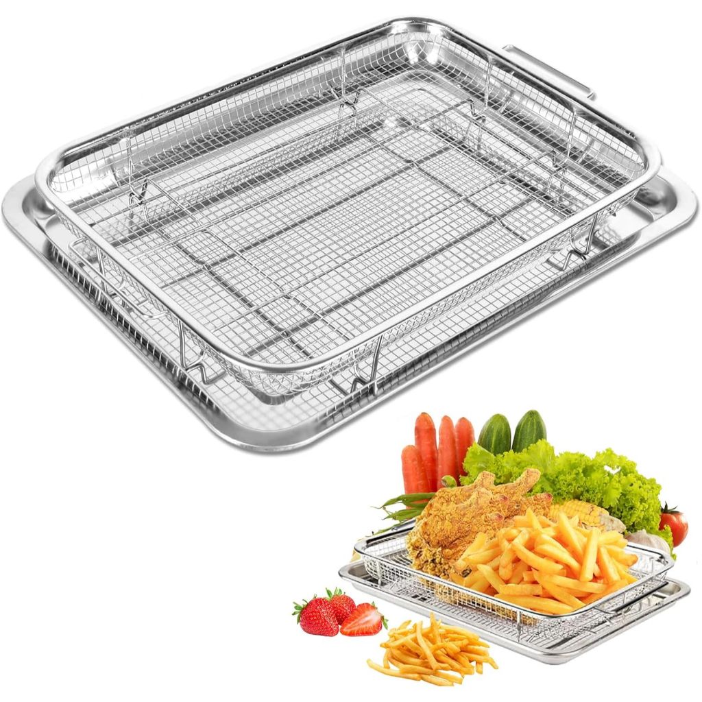 Handle Collapsible Deep Frying Basket with tray set Square Strainer ...