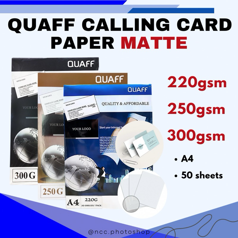 Quaff Calling Card Paper Double Sided Matte 180/220/250/300gsm | Shopee ...