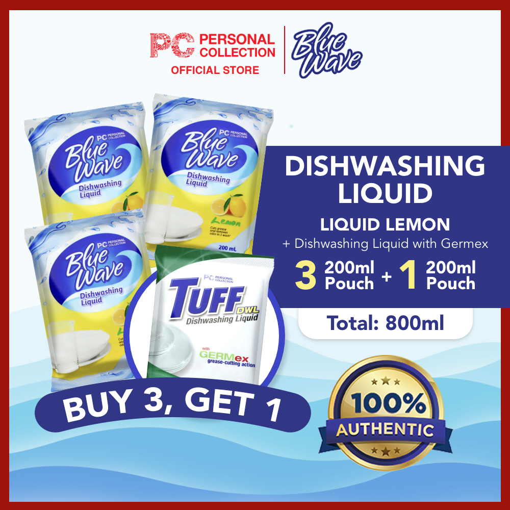 Blue Wave Dishwashing Liquid Lemon 200ml (3pcs) + Tuff Dishwashing ...