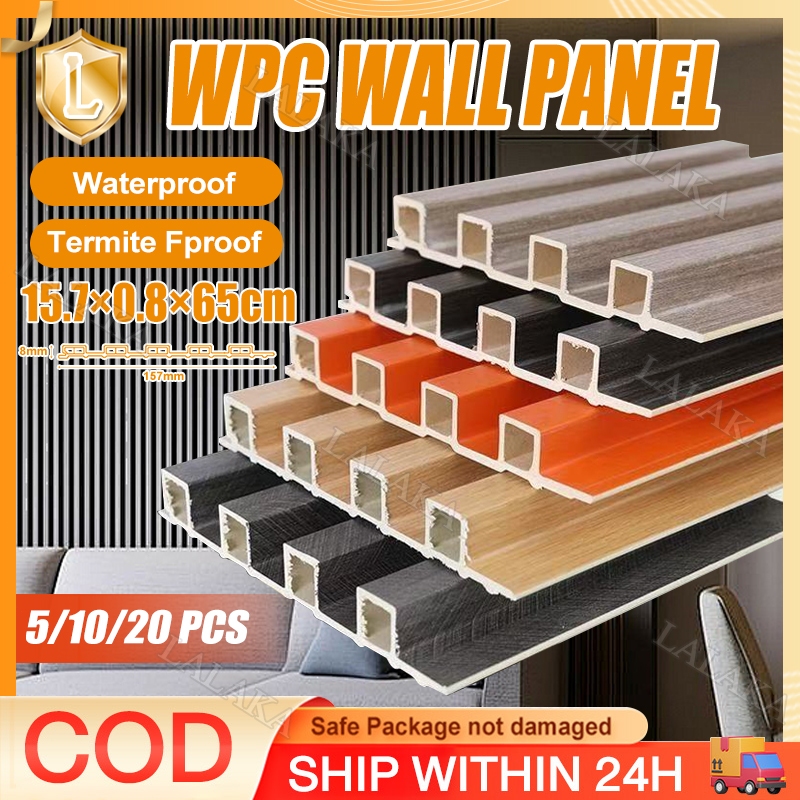 WPC Fluted Wall Panel Sticker Waterproof Grille Design Ecological Board ...