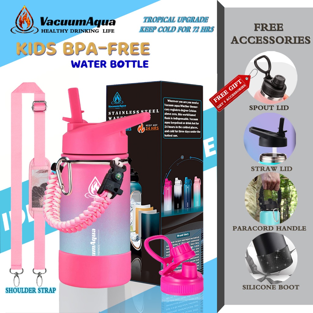 Vacuum Aqua Kids Flask 14oz 20oz Stainless Steel Small Tumbler for Kids ...