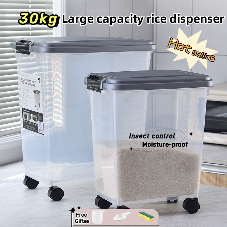 20kg30kg Moisture-Proof Plastic Rice Storage Container Rice Dispenser ...
