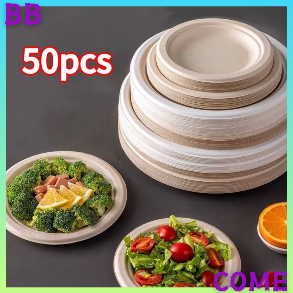 50pcs Disposable Plate Extra Strong Extra Thick Microwave Safe Paper ...