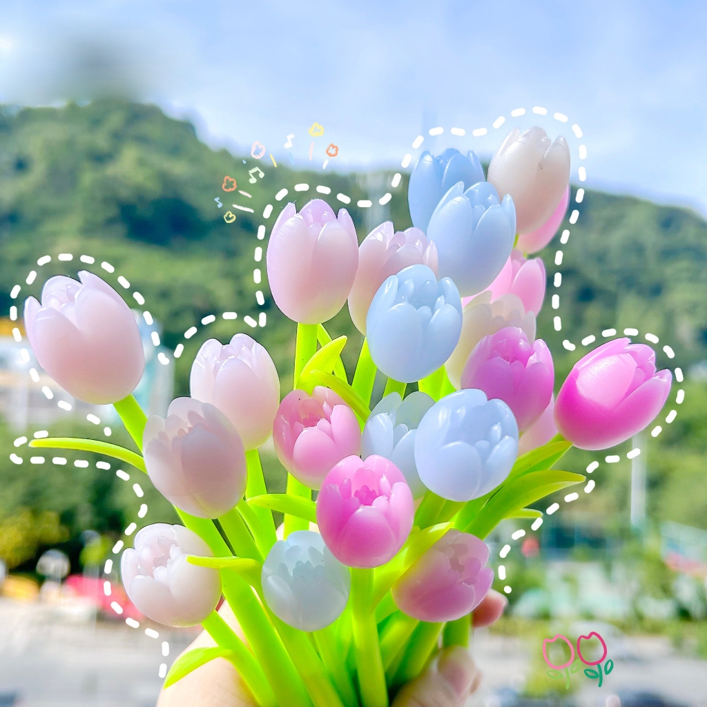 0.5mm Tulip Flower Black Gel Pen Silicone Neutral Cute Color Changing ...