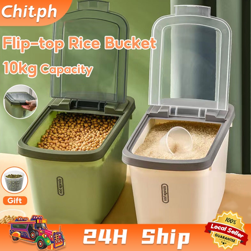 CHIT Kitchen Flip-top Rice Bucket 10kg Capacity Insect Proof Moisture ...