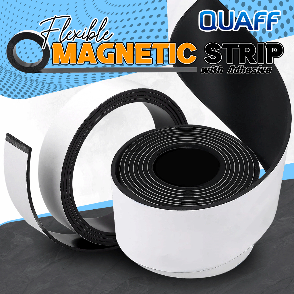 QUAFF Magnetic Strip with Adhesive 1m/Roll Flexible Magnetic Rubber ...