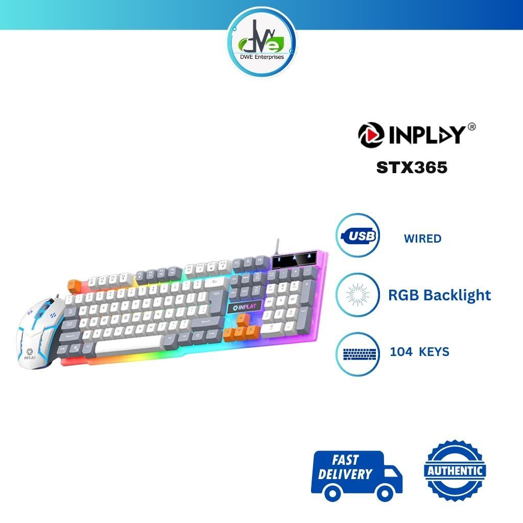 The Inplay STX365 Rainbow LED Light Mouse and Keyboard Combo WHITE ...