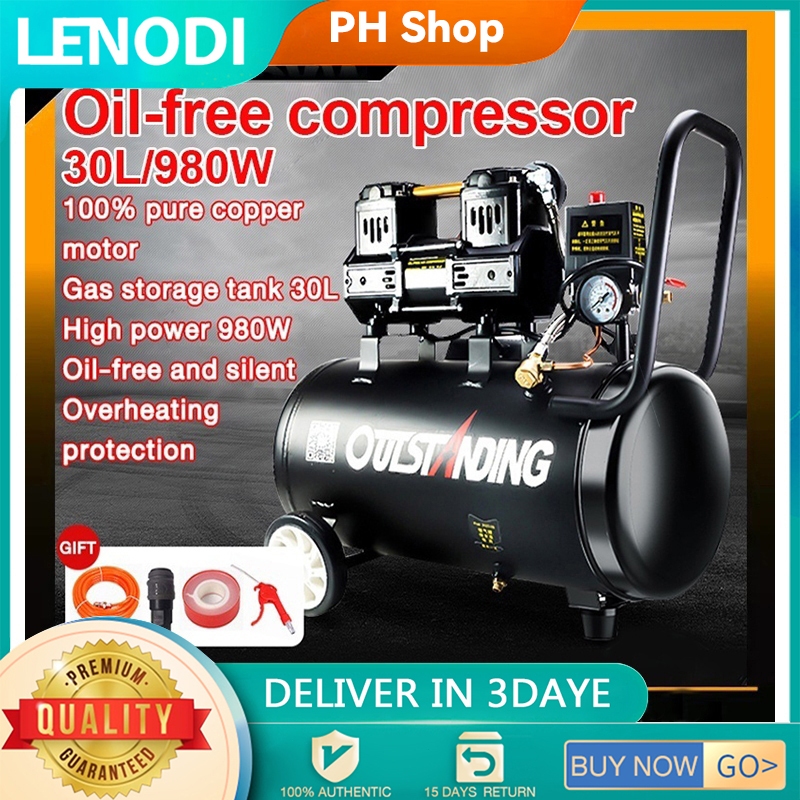 Oil Free Air Compressor 980W small air pump household high pressure portable air compressor air ...