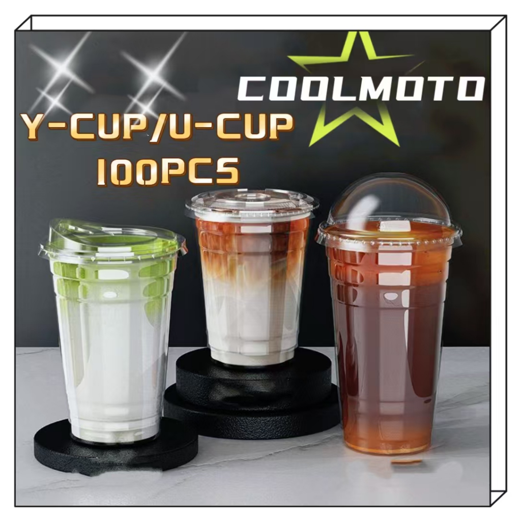 100pcs Milk Tea Cup With Lid Plastic Cups With Lid Cover Disposable ...