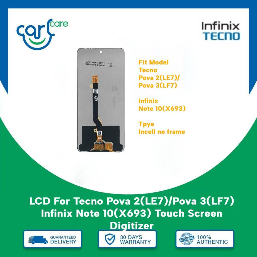 Original LCD For Tecno Pova 2 LE7 Pova 3 LF7 Infinix Note 10 Display ...