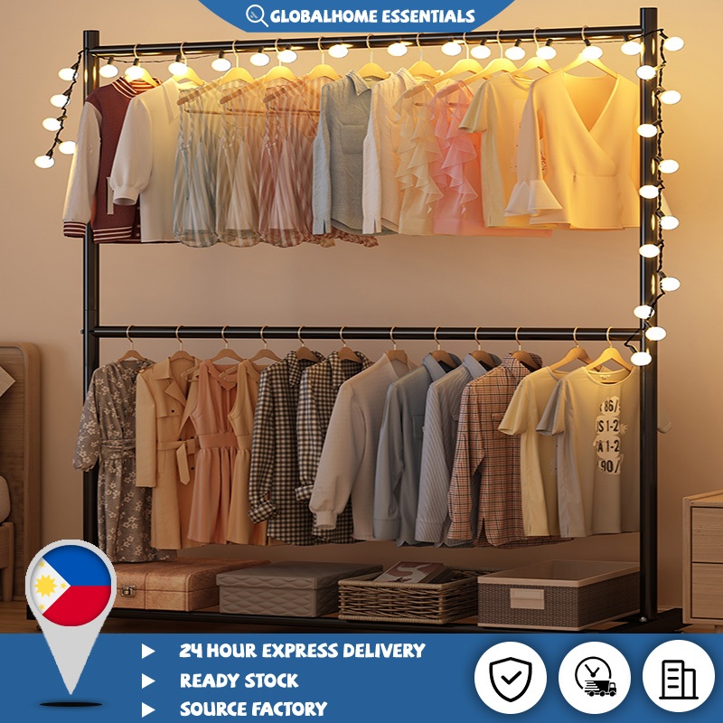 Double Layer tainless Hanger for Clothes Rack Stand Sampayan 60/100/120 ...