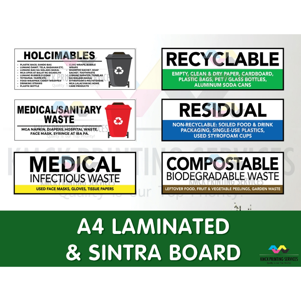 Garbage Label Holcimables, Recyclable, Residual, Compostable, Medical ...