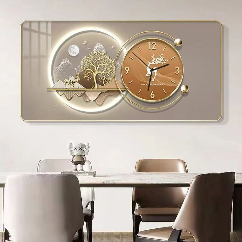 Living room wall clock mural home life aesthetics mural analog clock ...