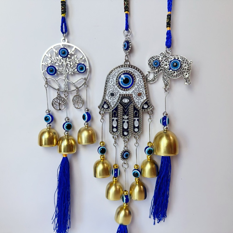 Lucky Charm Protection Evil Eye with Tree Elephant Hamsa Hand Hanging ...