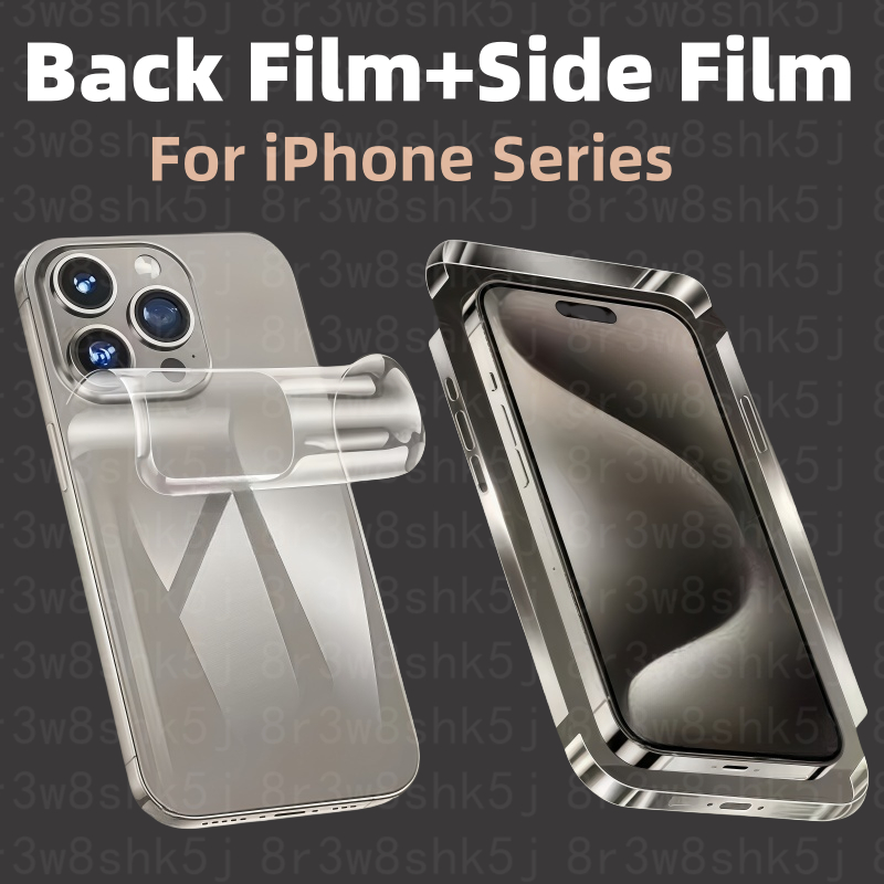 Back Hydrogel Film+Side Film for iPhone 17 16 15 14 Pro Max Full Cover ...