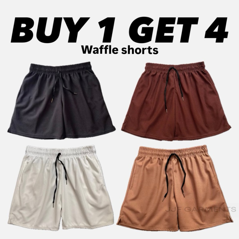 JJF. Buy 1 Get 4 waffle unisex shorts (total of 4) | Shopee Philippines