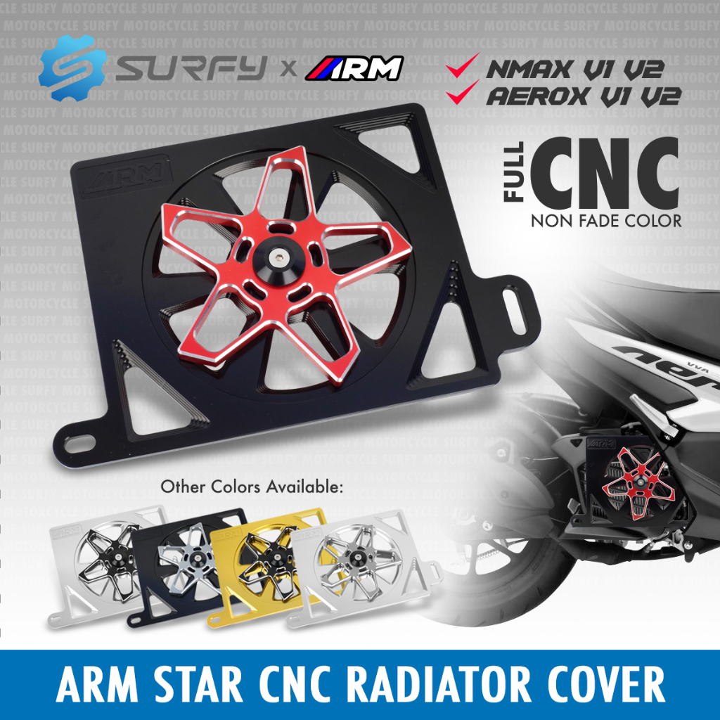 ARM Premium Pentagram Spinner Radiator Cover V4 Full Alloy CNC For Nmax ...
