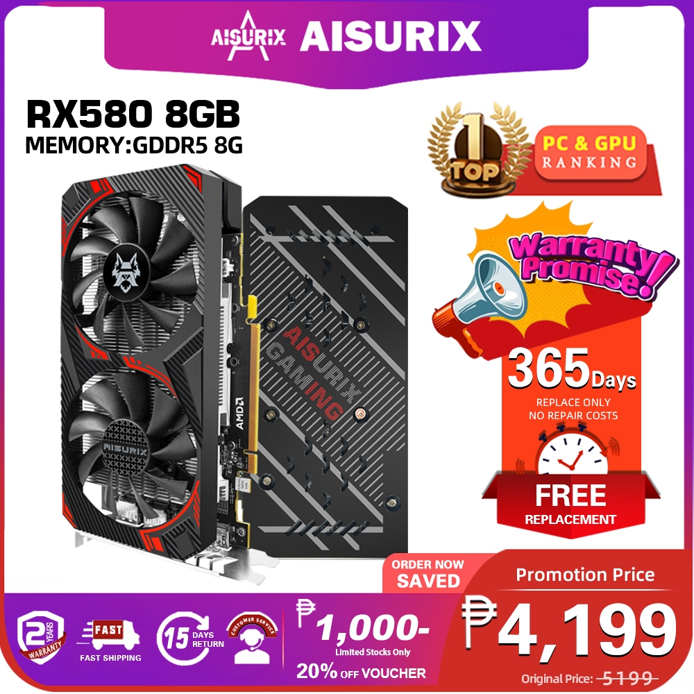 AISURIX RX580 8GB Graphics Card Gaming Black Myth Wukong GDDR5 256Bit Computer GPU Video Card ...