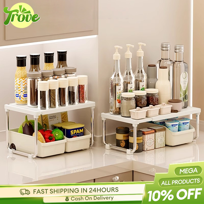 TROVE Adjustable Storage Rack Kitchen Shelf Rack Telescopic Shelf ...