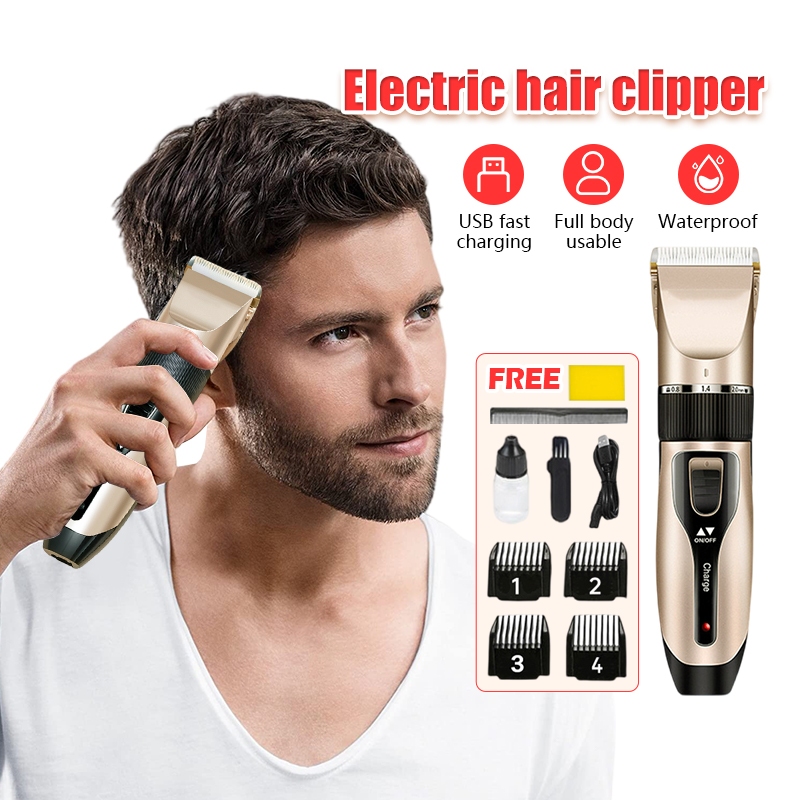 Rechargeable Hair Clipper Set Trimmer Waterproof Rechargeable Electric ...