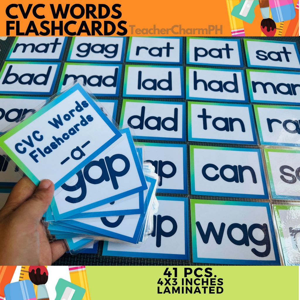 CVC Words Laminated Educational Flashcards | Shopee Philippines