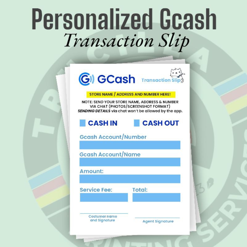 Personalized GCASH transaction Slip 100sheets | Shopee Philippines