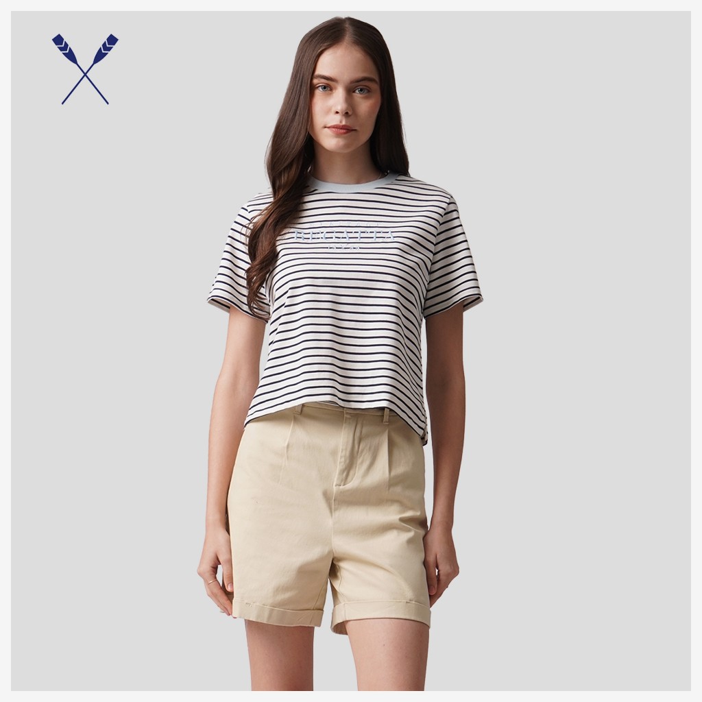 Regatta Stripe Graphic T-Shirt With Embroidery For Women (Navy Blue ...