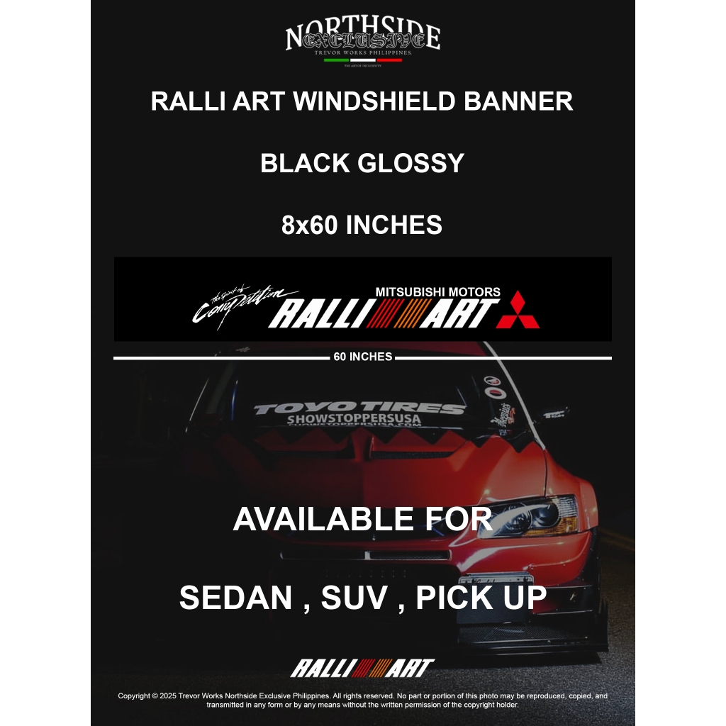 RALLIART WINDSHIELD STICKER DECALS , For Mitsubishi Automobile ...