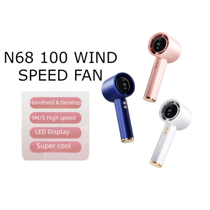 N68 Turbo Handy Fan with 100 Wind Speed Gear and Power LED Display ...