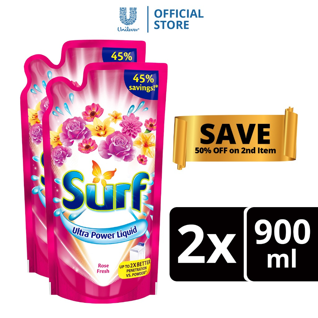 Buy Surf Liquid Detergent Rose Fresh 900ML, Get 2nd 50% Off | Shopee ...