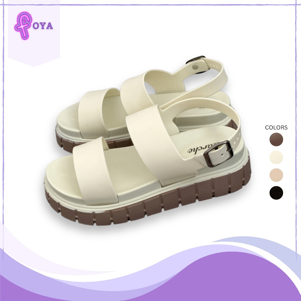 Foya Thick-Sole Two Strap Slope Heel with Adjuastable Lock Rubber ...