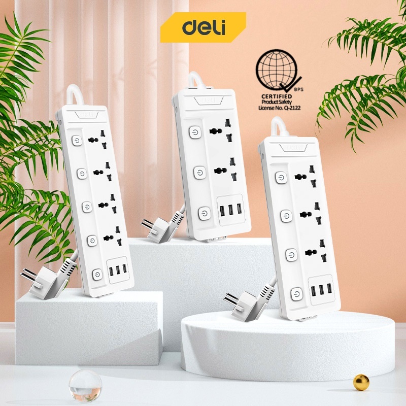 Deli Extension Cord with USB Port Multifunctional Power Strip Power ...