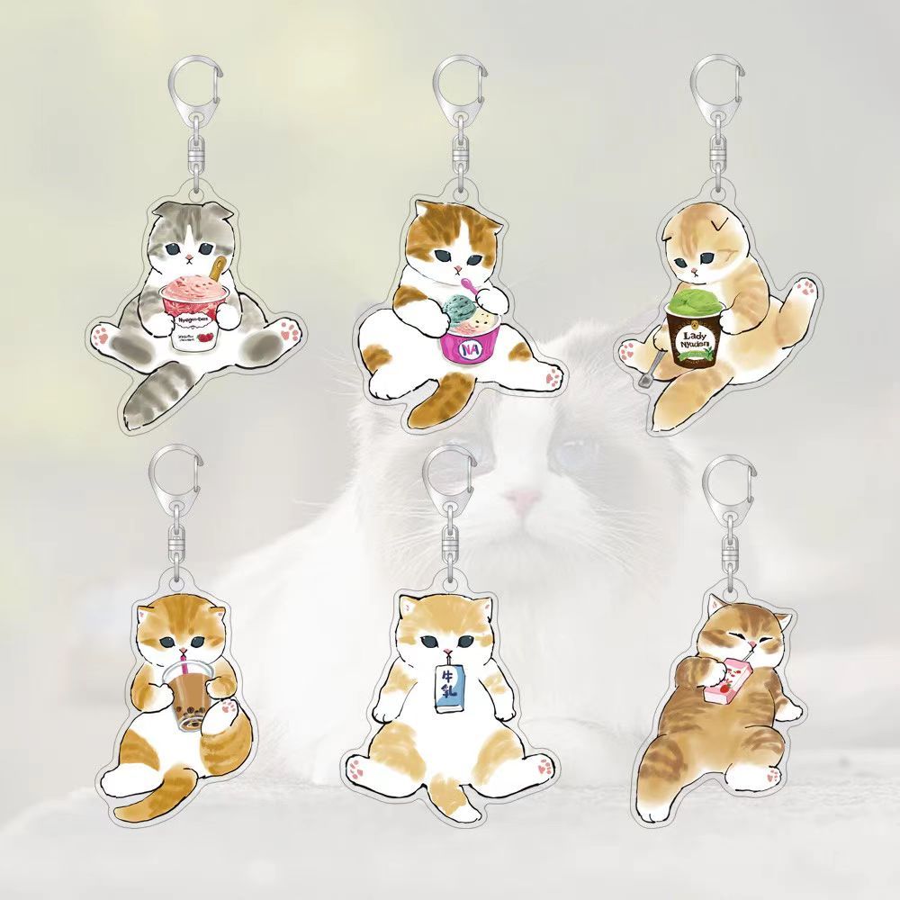 Mofusand Cute Cat Keychain Best Friends Acrylic Charm for Keys/Luggage ...
