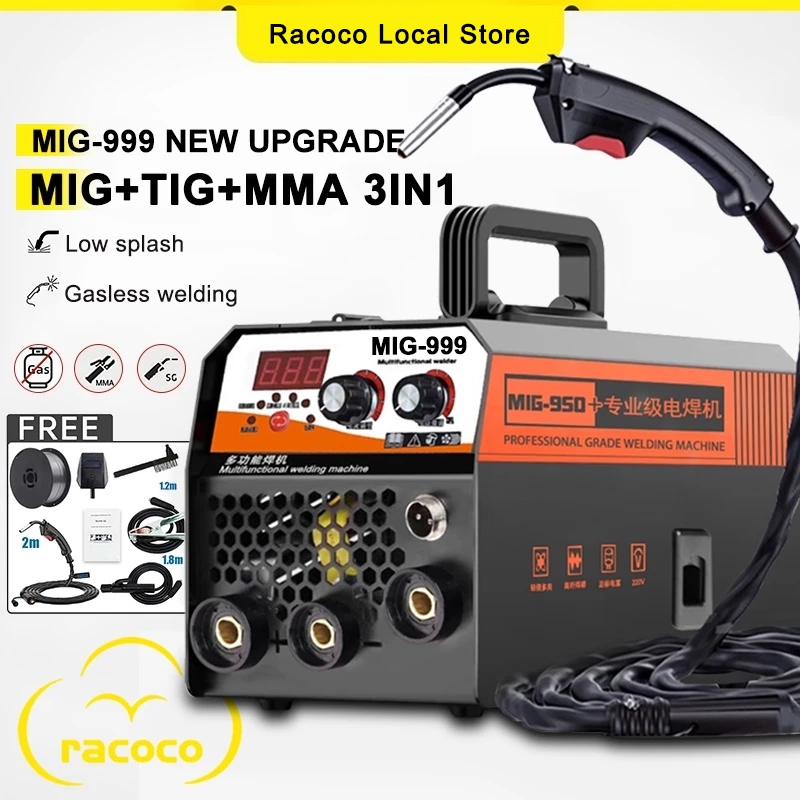 Gasless Welder MIG-999 Welding Machine Portable MIG/TIG/MMA 3IN1 IGBT ...