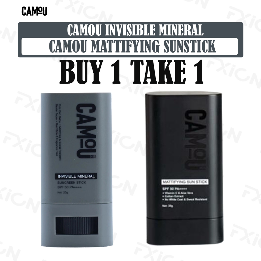 Buy 1 Take 1 Camou Men's Mattifying Sun Stick 20g with SPF 50 PA+++ Oil ...