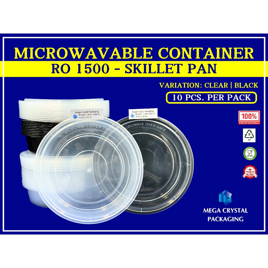 [ 10 Pcs ] Microwavable Container Skillet Pan Round RO 1500 ml / 50 oz ...