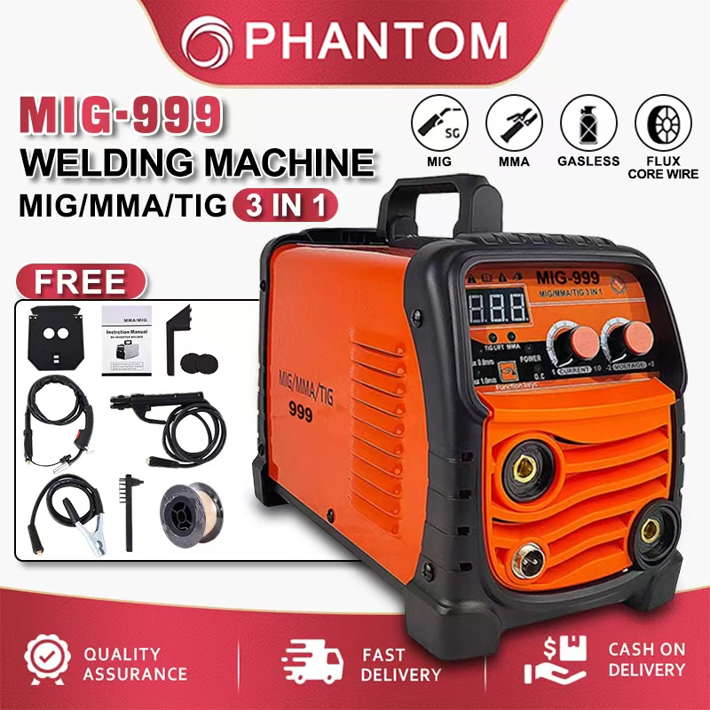 MIG-999 Welding Machine Portable IGBT Inverter Welder MIG&MMA&TIG 3IN1 Gasless Welder Home ...