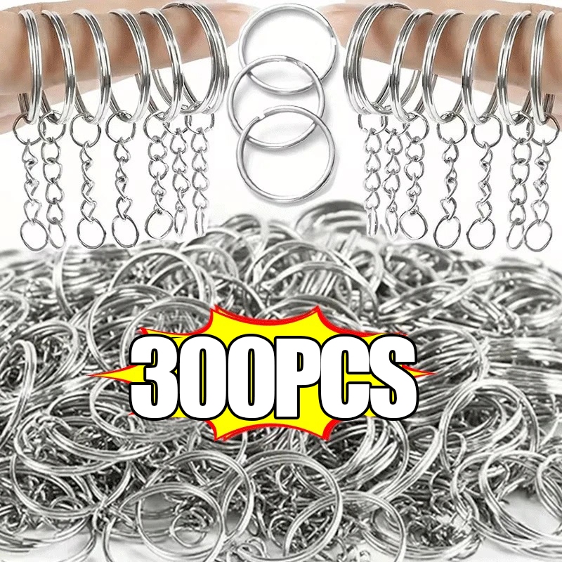 50-300 pcs Key Chain Ring Split Ring DIY Keychain Holder Silver ...